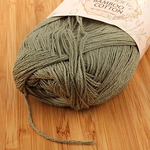 JubileeYarn Baby Soft Bamboo Cotton Yarn - 50g/Skein - Burning Sage - 4 Skeins