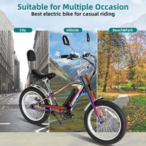 JOYSTAR 20" Electric Bike, Motorcycle Ebike with 250W Brushless Motor, 20"x3.0" Fat Tire Cruiser E-Bike for Adults, Chopper Style Electric Bicycle