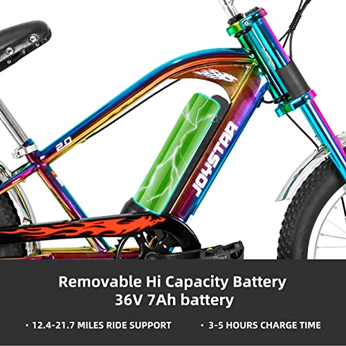 JOYSTAR 20" Electric Bike, Motorcycle Ebike with 250W Brushless Motor, 20"x3.0" Fat Tire Cruiser E-Bike for Adults, Chopper Style Electric Bicycle