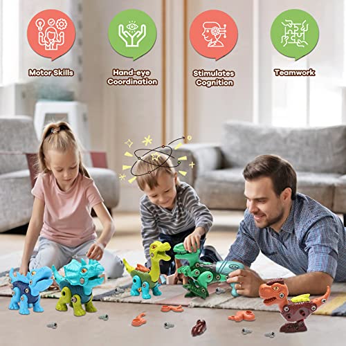 Kids Toys Stem Dinosaur Toy - Take Apart Dinosaur Toys for Kids 3-5 5-7 | Construction Building Boy Toys with Electric Drill | Party Christmas Birthday Gifts Kids Boys Girls 3 4 5 6 7 8 Year Old