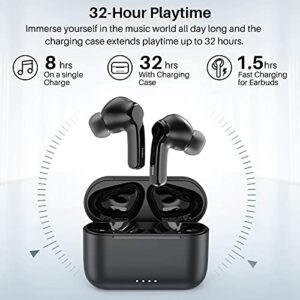 TOZO NC2 Hybrid Active Noise Cancelling Wireless Earbuds, in-Ear Detection Headphones, IPX6 Waterproof Bluetooth 5.2 Stereo Earphones, Immersive Sound Premium Deep Bass Headset, Black (Renewed)