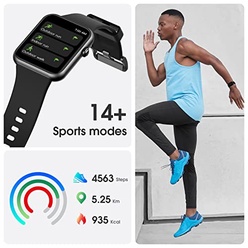 Pautios Smart Watch, Swimming Waterproof Fitness Tracker with Heart Rate, SpO2 and Sleep Monitor, 44mm Fitness Watch for Women Men, Step Counter, Smartwatch Compatible with iOS Android Phones