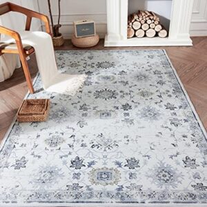 jinchan area rug 5x7 washable rug kitchen light grey floral print rug farmhouse indoor accent rug boho floor cover foldable thin rug non slip soft bath mat for bedroom living room dining room