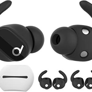 AhaStyle 3 Pairs Beats Studio Buds Ear Hooks Anti-Slip Ear Covers Silicone Accessories【Not Fit in The Charging Case】 Compatiable with New Beats Studio Buds 2021 (Black)