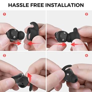 AhaStyle 3 Pairs Beats Studio Buds Ear Hooks Anti-Slip Ear Covers Silicone Accessories【Not Fit in The Charging Case】 Compatiable with New Beats Studio Buds 2021 (Black)