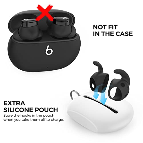 AhaStyle 3 Pairs Beats Studio Buds Ear Hooks Anti-Slip Ear Covers Silicone Accessories【Not Fit in The Charging Case】 Compatiable with New Beats Studio Buds 2021 (Black)