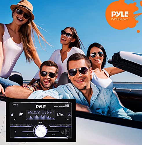 PyleUsa DSP Stereo Receiver Power Amplifier, Bluetooth Compatible, 150 Watt Vehicle Head Unit, 2/3 Way Crossover, 25-Band EQ, SWC Jack, AM/FM/MP3/USB/AUX, Double DIN, 30 Preset Stations, LCD Display