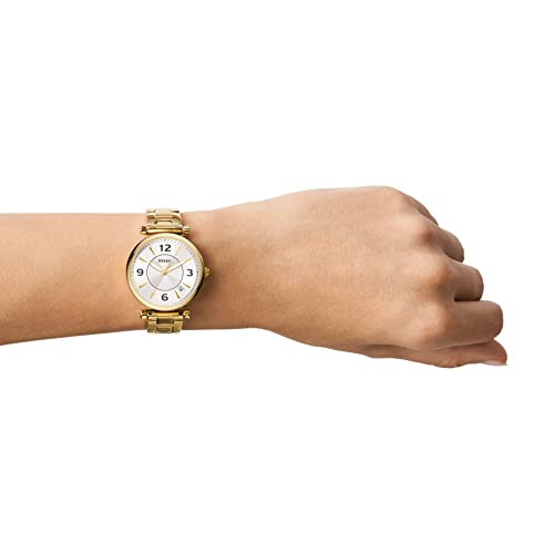 Fossil Women's Carlie Quartz Stainless Steel Three-Hand Watch, Color: Gold (Model: ES5159)