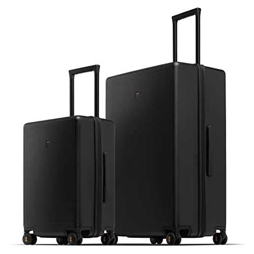 LEVEL8 2 Piece Luggage Sets, 20 inch 28 inch Hardshell Suitcases Sets, Lightweight Luminous Textured PC Hardside Spinner Trolley with TSA Lock, 2-Piece Set (20/28) - Black