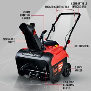 PowerSmart Snow Blower Gas Powered, 212CC Gasoline Engine Snowblower, 21 Inch Single Stage Snow Thrower, PSSW21