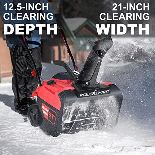 PowerSmart Snow Blower Gas Powered, 212CC Gasoline Engine Snowblower, 21 Inch Single Stage Snow Thrower, PSSW21