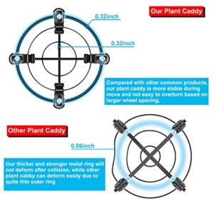 Culberta 12" Metal Plant Caddy, 12 inch Heavy Duty Round Flower Pot Rack with Brake Round, for Indoor Outdoor Potted Plant Stand Dolly with Wheels, Black Rolling Tray (1Pcs)