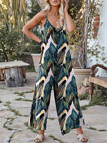 ANRABESS Women's Loose Casual Sleeveless Adjustable Spaghetti Strap Jumpsuits Stretchy Wide Leg Rompers with Two Pockets A370-shuye-L