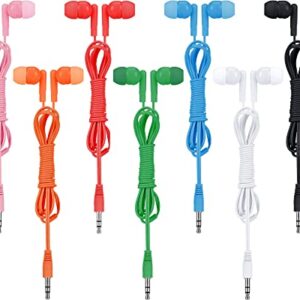 30 Packs Earbuds Bulk Headphones for Classrooms, QIDAIZUOEN Student Earphones Individually Wrapped for School in 7 Colors