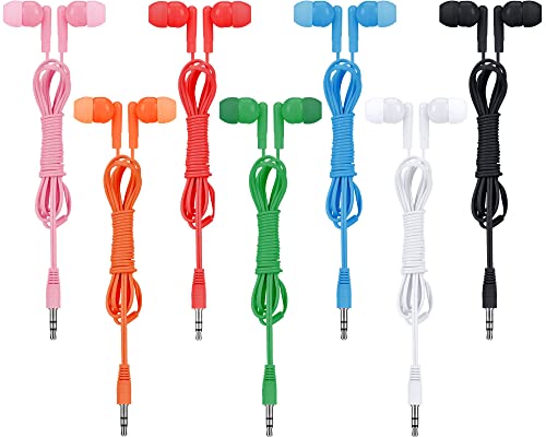 30 Packs Earbuds Bulk Headphones for Classrooms, QIDAIZUOEN Student Earphones Individually Wrapped for School in 7 Colors