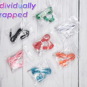 30 Packs Earbuds Bulk Headphones for Classrooms, QIDAIZUOEN Student Earphones Individually Wrapped for School in 7 Colors