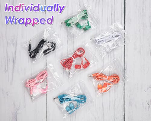 30 Packs Earbuds Bulk Headphones for Classrooms, QIDAIZUOEN Student Earphones Individually Wrapped for School in 7 Colors