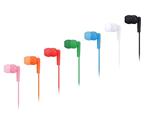 30 Packs Earbuds Bulk Headphones for Classrooms, QIDAIZUOEN Student Earphones Individually Wrapped for School in 7 Colors