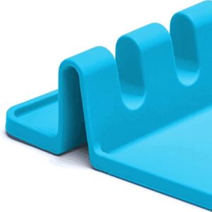 Silicone kitchenware mat-multi-spoon rack for kitchen countertops, cutlery rack with drip pad, suitable for cooking utensils such as barbecue tongs, spoons, etc., essential for party kitchens (blue)