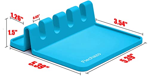 Silicone kitchenware mat-multi-spoon rack for kitchen countertops, cutlery rack with drip pad, suitable for cooking utensils such as barbecue tongs, spoons, etc., essential for party kitchens (blue)