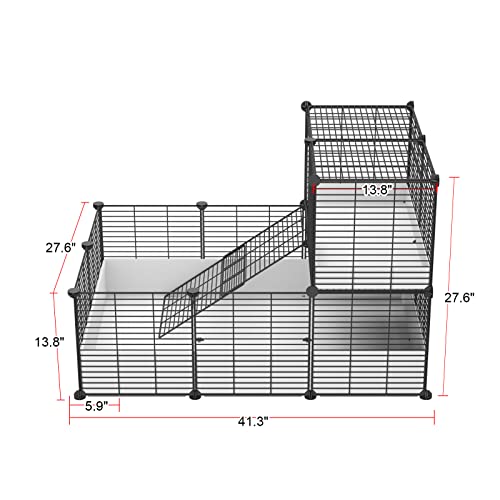 Eiiel Guinea Pig Cage,Indoor Habitat Cage with Waterproof Plastic Bottom,Playpen for Small Pet Bunny, Turtle, Hamster