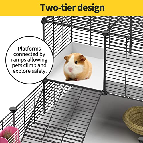 Eiiel Guinea Pig Cage,Indoor Habitat Cage with Waterproof Plastic Bottom,Playpen for Small Pet Bunny, Turtle, Hamster