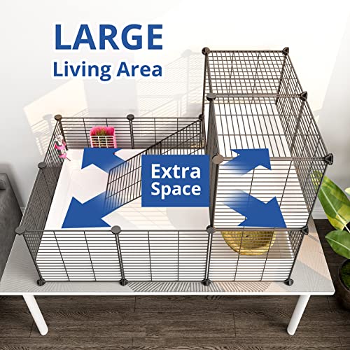 Eiiel Guinea Pig Cage,Indoor Habitat Cage with Waterproof Plastic Bottom,Playpen for Small Pet Bunny, Turtle, Hamster