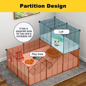 Eiiel Guinea Pig Cage,Indoor Habitat Cage with Waterproof Plastic Bottom,Playpen for Small Pet Bunny, Turtle, Hamster