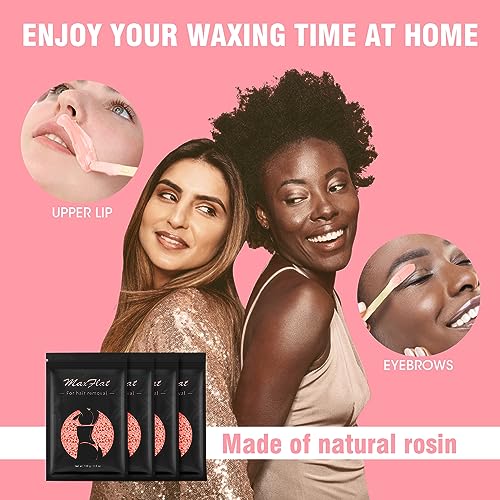 Wax Machine, Hard Wax Kit for Hair Removal MaxFlat Wax Pot at Home Waxing Kit for Women with 4 Bag Rose Hard Wax Beans 14.1oz, 20 Wax Applicator Sticks for Full Body