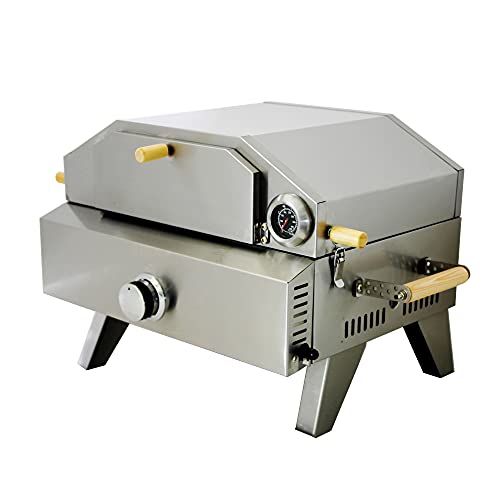 Portable Outdoor 430 Stainless Steel Propane BBQ Gas Grill + Pizza Oven Combo