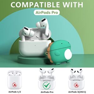 2 Pack Airpods Pro Case Cute,3D Kawaii Soft Silicone Cartoon Animal Fun Funny Cool Protective Cover Skin for Apple Airpod Pro Case with Keychain for Women Girls Boys Kid Teen-Dinosaur(Blue+Green)