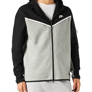 Nike Men's Sportswear Fleece Full-Zip Hoodie CU4489 010, Black/Dark Grey Heather/White, XX-Large