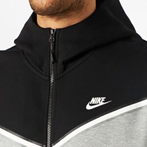 Nike Men's Sportswear Fleece Full-Zip Hoodie CU4489 010, Black/Dark Grey Heather/White, XX-Large