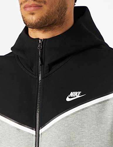 Nike Men's Sportswear Fleece Full-Zip Hoodie CU4489 010, Black/Dark Grey Heather/White, XX-Large