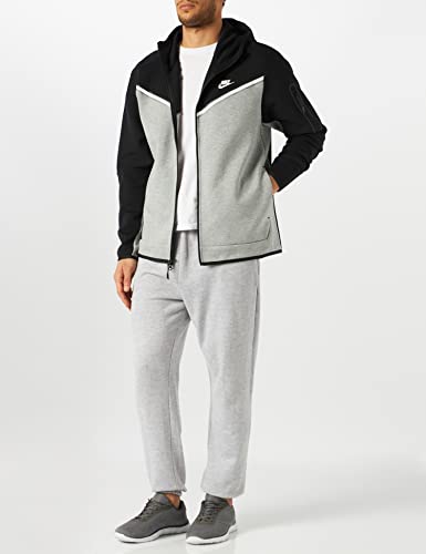 Nike Men's Sportswear Fleece Full-Zip Hoodie CU4489 010, Black/Dark Grey Heather/White, XX-Large