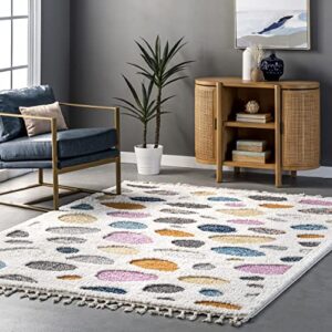 nuloom maybelle braided tassle modern area rug, 4x6, ivory