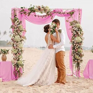 Pink Backdrop Curtains Chiffon Curtain for Backdrop Sheer Curtains 2 Panels 29x120 Inches Pink Tulle Drapes 10FT Curtains Wedding Backdrop Photo Booth Background for Bridal Ceremony Reception Party