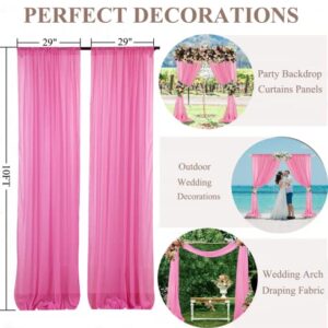 Pink Backdrop Curtains Chiffon Curtain for Backdrop Sheer Curtains 2 Panels 29x120 Inches Pink Tulle Drapes 10FT Curtains Wedding Backdrop Photo Booth Background for Bridal Ceremony Reception Party