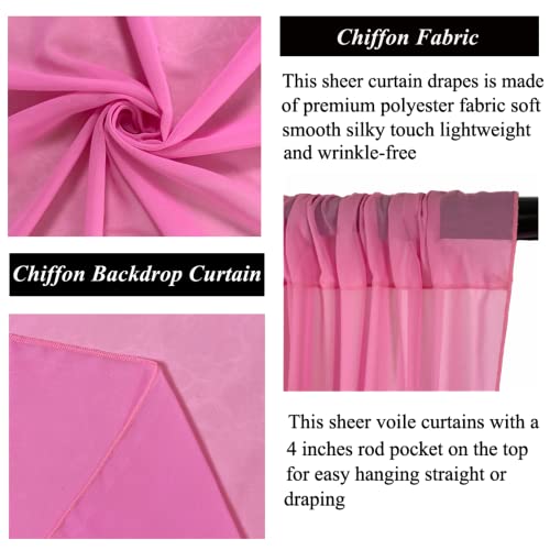 Pink Backdrop Curtains Chiffon Curtain for Backdrop Sheer Curtains 2 Panels 29x120 Inches Pink Tulle Drapes 10FT Curtains Wedding Backdrop Photo Booth Background for Bridal Ceremony Reception Party