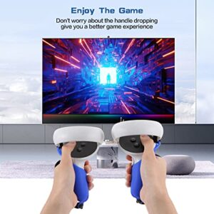 OOAVR Controller Grip Cover for Oculus Quest 2,VR Silicone Face Pad,Lens Protection Cover,Thumbstick Covers,Sweat-Proof/Anti-Throw/Adjustable(4pcs Set/Blue)