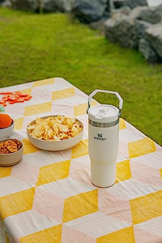 Stanley IceFlow Stainless Steel Tumbler with Straw - Vacuum Insulated Water Bottle for Home, Office or Car - Reusable Cup with Straw Leakproof Flip - Cold for 12 Hours or Iced for 2 Days (Cream)