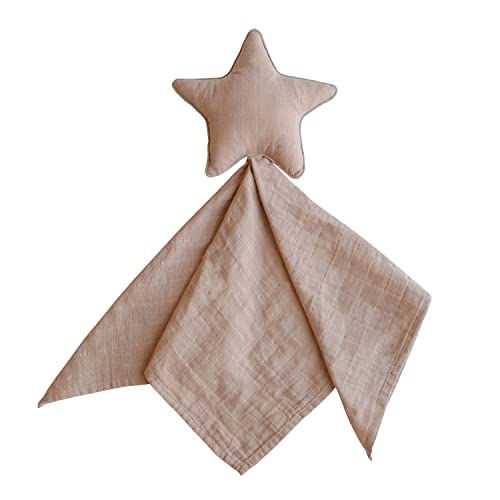 mushie Star Security Blanket | Baby Lovey | 100% Organic Muslin Cotton (Natural)