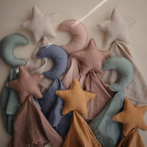 mushie Star Security Blanket | Baby Lovey | 100% Organic Muslin Cotton (Natural)