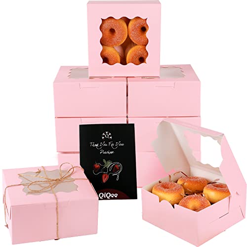 Pink Cookie Boxes with Window 36packs 6x6x3 Pink Bakery Box Pastry Box for Wedding Favor Birthday ＆ Party qiqee