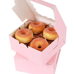 Pink Cookie Boxes with Window 36packs 6x6x3 Pink Bakery Box Pastry Box for Wedding Favor Birthday ＆ Party qiqee