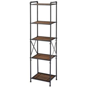 tajsoon 5-tier storage rack, adjustable shelving unit storage shelves, multipurpose shelf display rack for living room, kitchen, bathroom, balcony, metal, industrial style/black