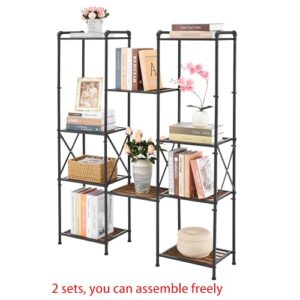 Tajsoon 5-Tier Storage Rack, Adjustable Shelving Unit Storage Shelves, Multipurpose Shelf Display Rack for Living Room, Kitchen, Bathroom, Balcony, Metal, Industrial Style/Black