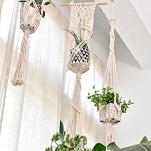 WXS-CHALL 5 Pack Macrame Plant Hangers Hanging Planter, Cotton Rope Hanging Plant Holders Decorative Flower Pots Indoor Outdoor Boho Home Decor (5 Size and 10 Hooks)