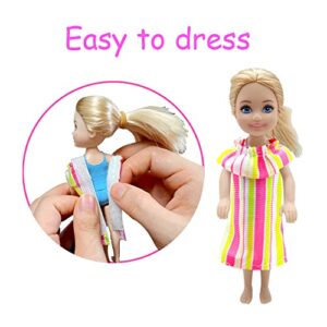 Doll Clothes and Accessories for Chelsea Dolls, Clothes Dress Pajamas Random in 6, Mini Supplies, Cat Pet playset, Girls Granddaughter Gifts