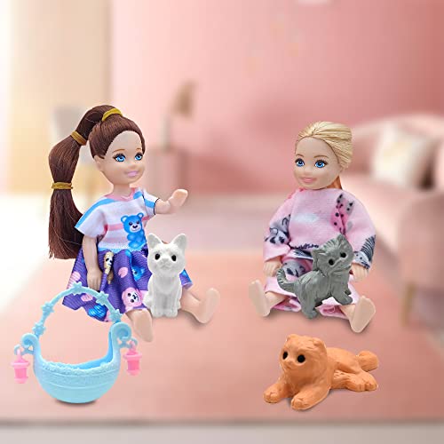 Doll Clothes and Accessories for Chelsea Dolls, Clothes Dress Pajamas Random in 6, Mini Supplies, Cat Pet playset, Girls Granddaughter Gifts